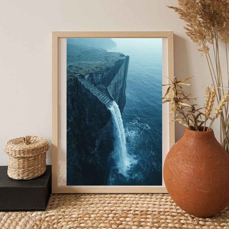 Edge Fall Stairway – Impossible Staircase 3D Illusion Art Print ...