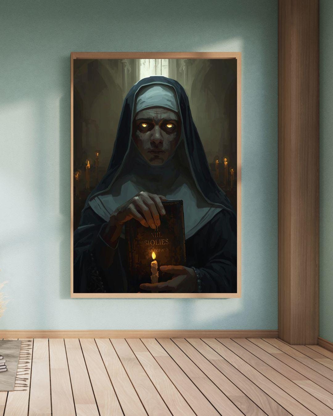 Creepy Glowing Eyes Nun Art Print | Haunted Gothic Horror Wall Decor ...