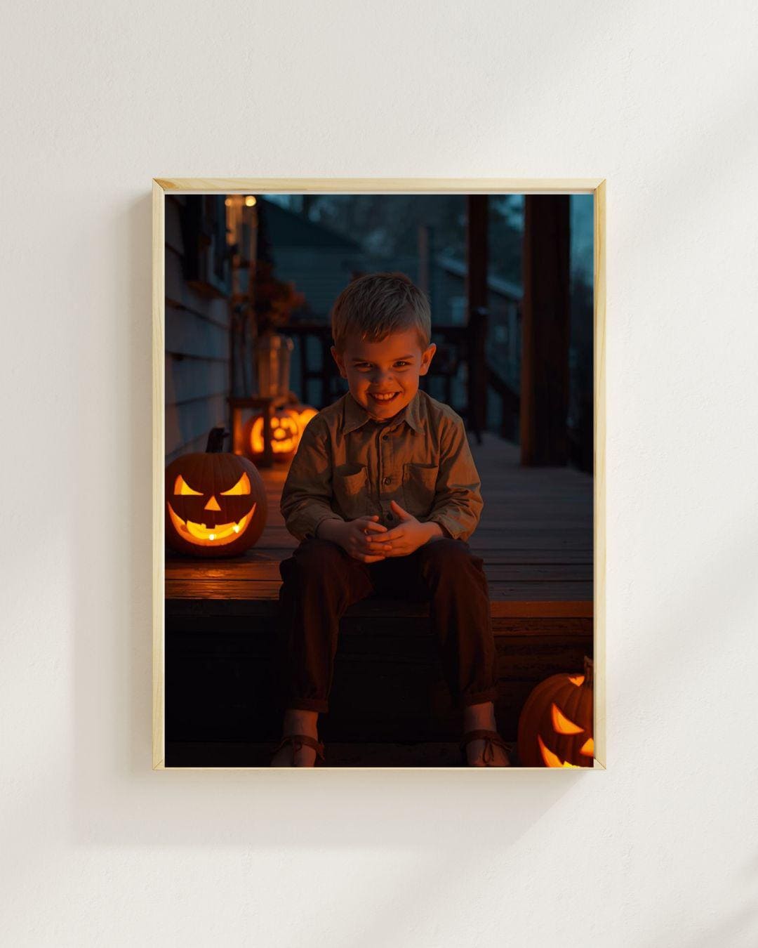 Creepy Smiling Boy Wall Art | Haunted Child Halloween Poster | Horror ...