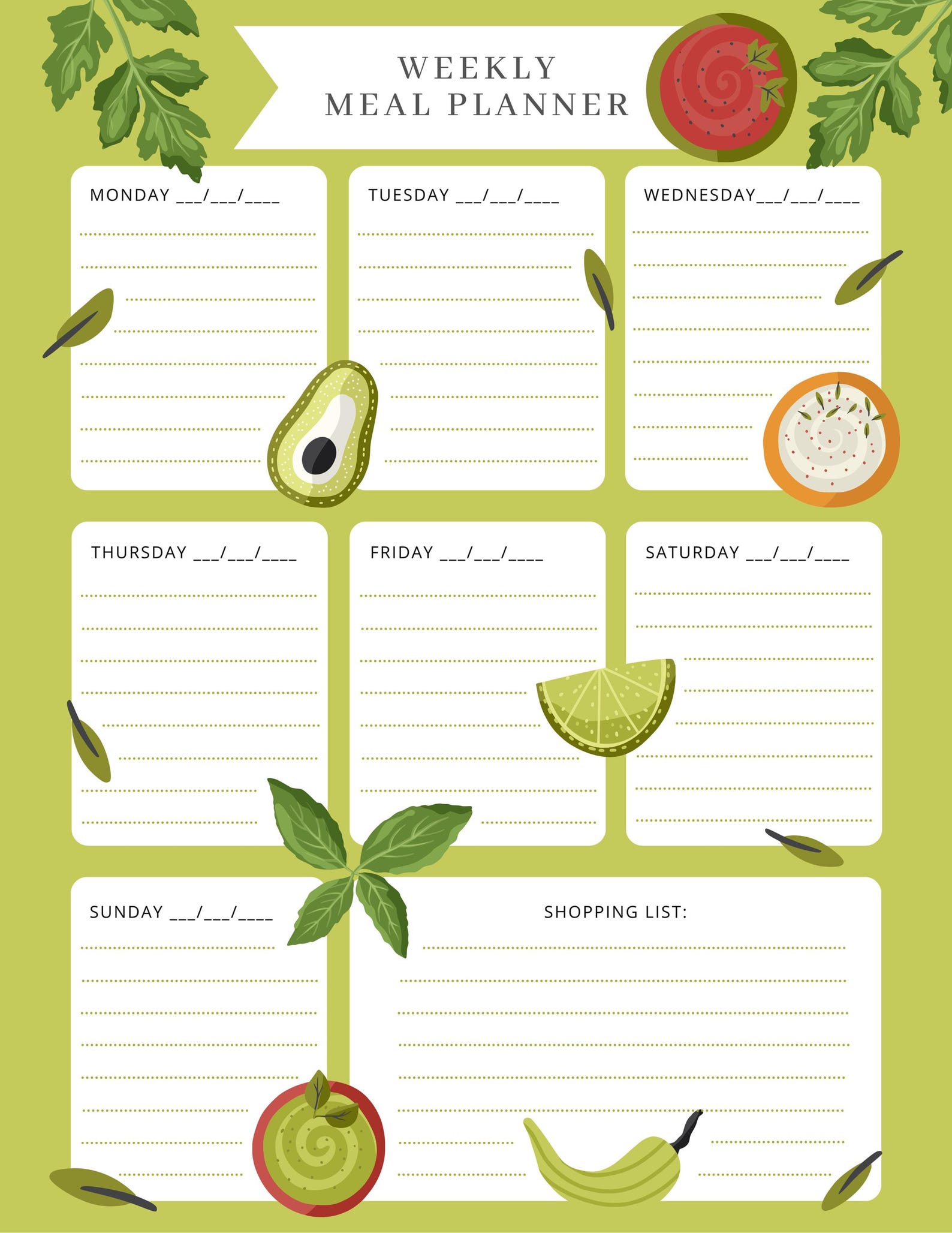 Editable Weekly Menu Planner With Grocery List - Etsy