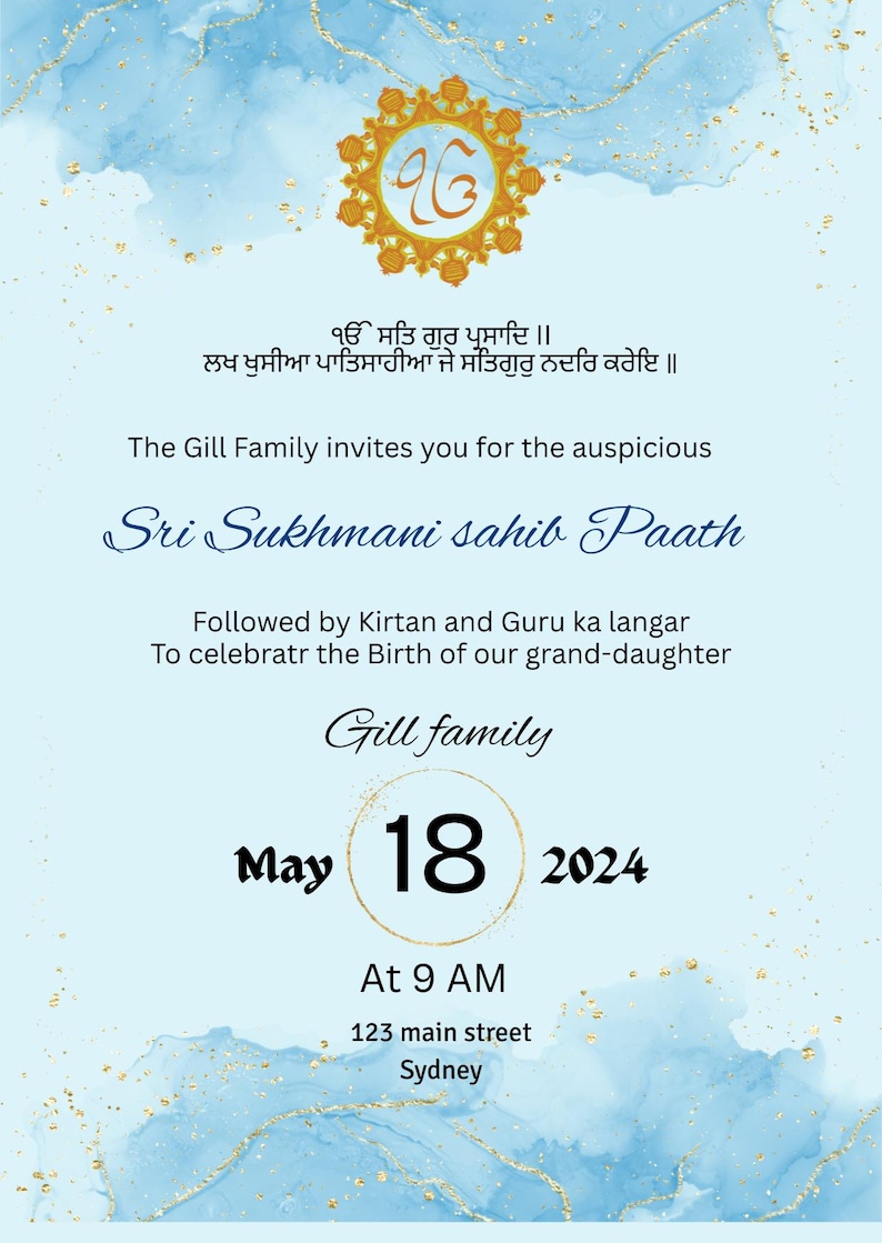 Editable Sukhmani Sahib Path Invitation Card - Etsy