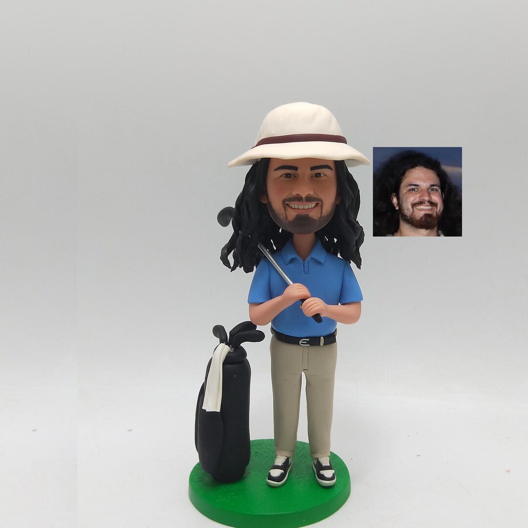 Custom Golf Bobblehead From Photo – Personalized Long Hair Golfer ...