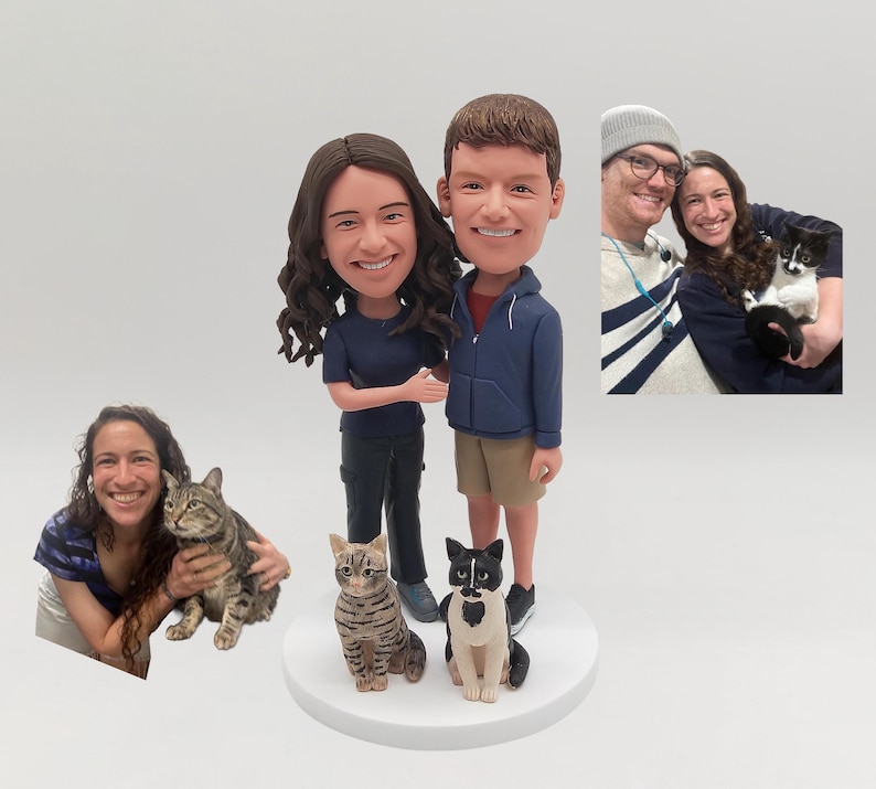 Wedding Cake Topper, Custom Couple Bobblehead Figurine From Photo ...