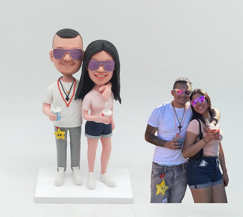 Wedding Cake Topper, Custom Couple Bobblehead Figurine From Photo ...