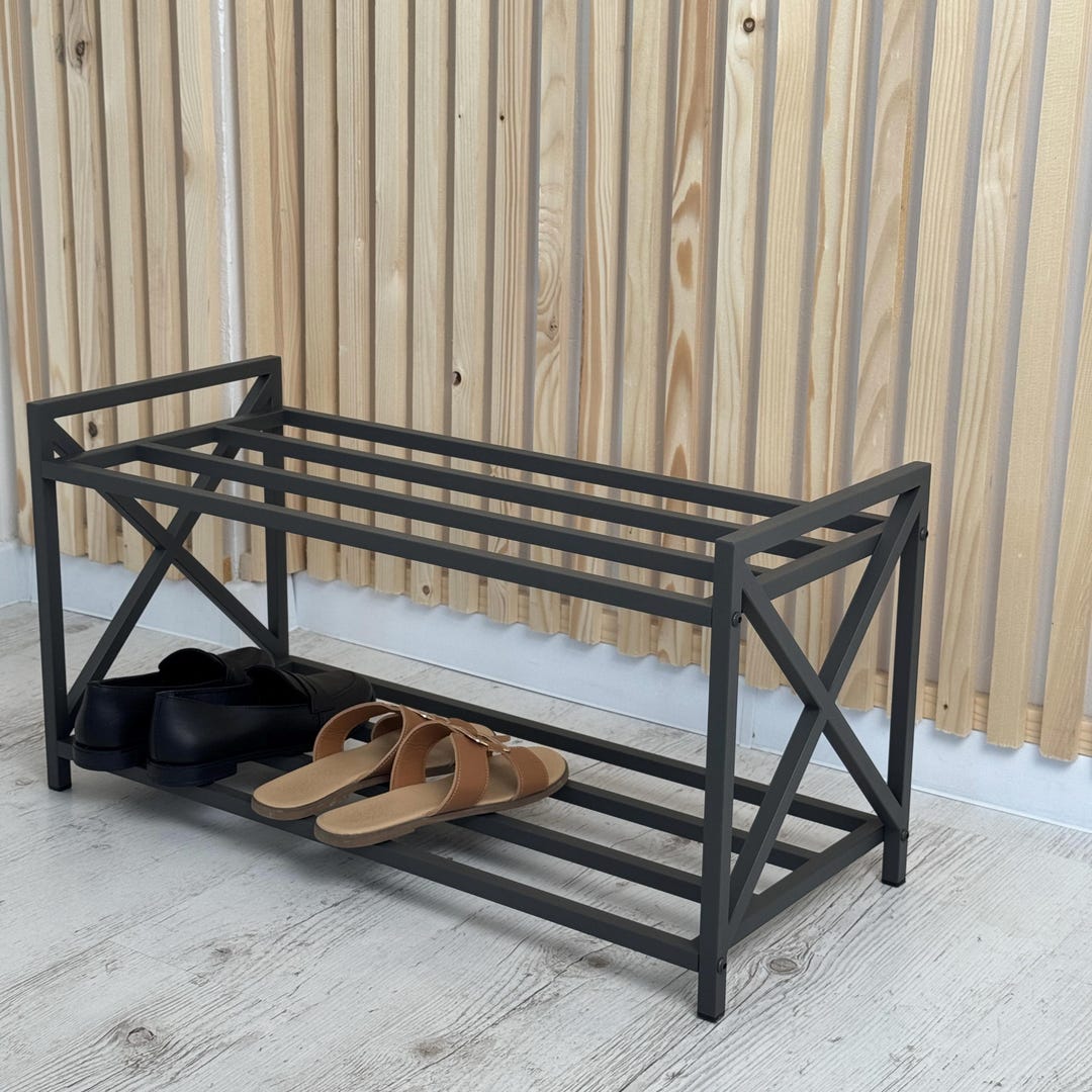 Loft Style Shoe Rack – Metal 2-tier Entryway Shelf, Space-saving Shoe ...