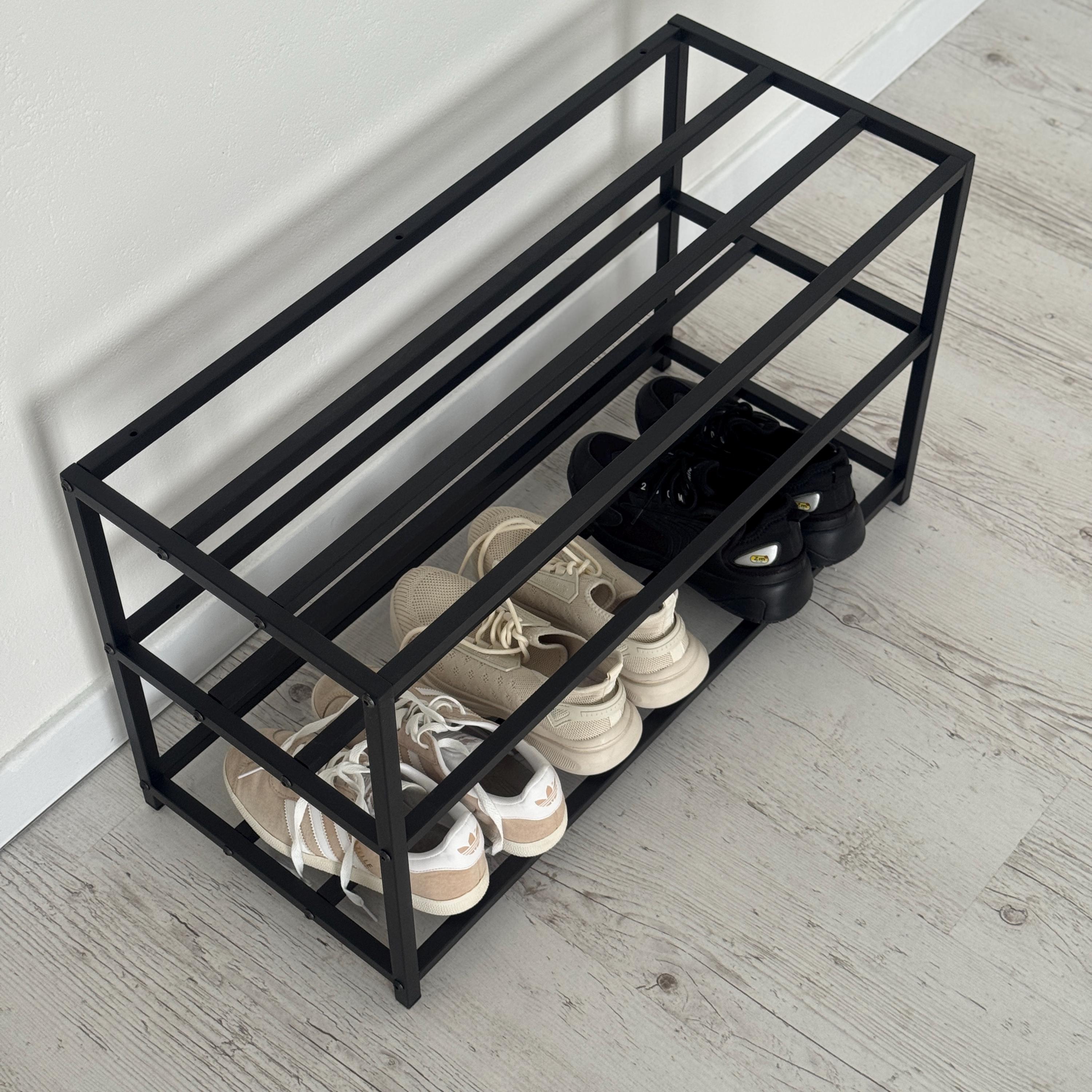 Modern Metal Shoe Rack – 3 Tier Entryway Organizer, Industrial Shoe ...