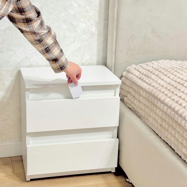 Nightstand With Hidden Top Compartment, RFID Lock Bedside Table With 2 ...