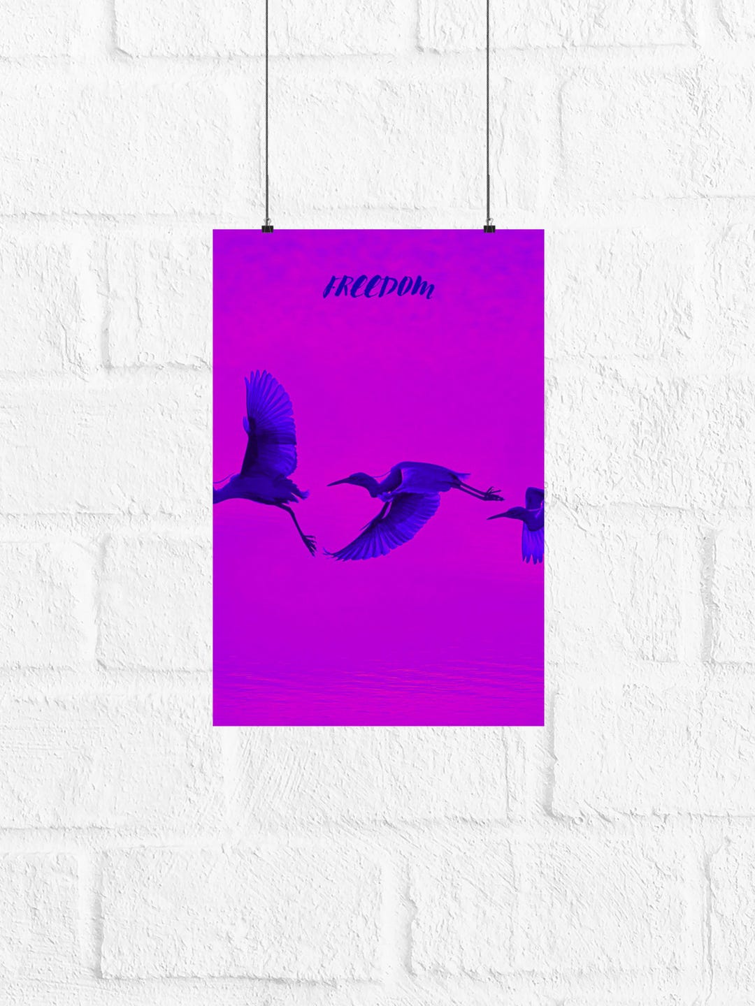 Neon Purple Freedom Birds Art Print: Inspirational Flight, Vibrant ...