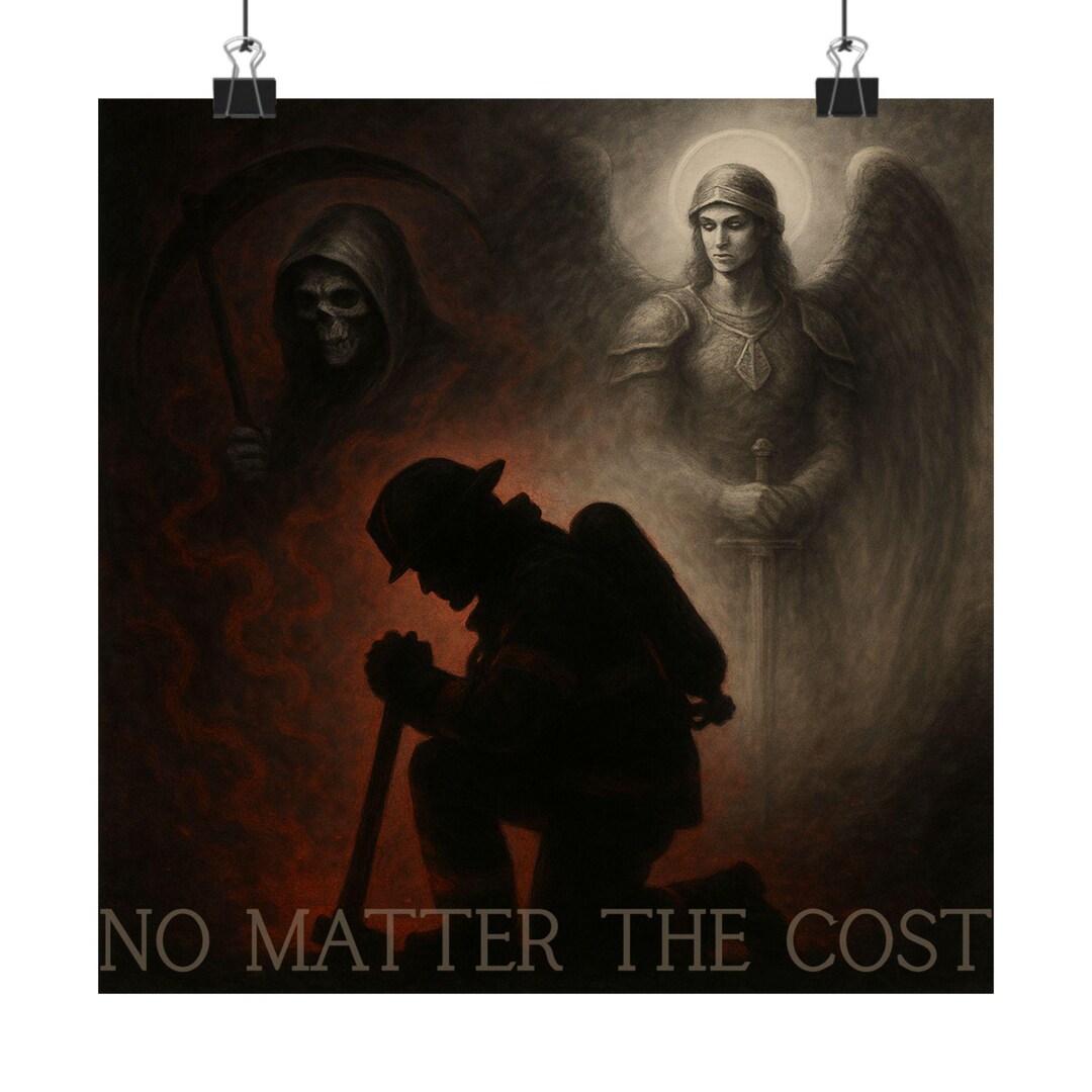 Fireman Silhouette Poster: Grim Reaper & Guardian Angel - Powerful Wall ...