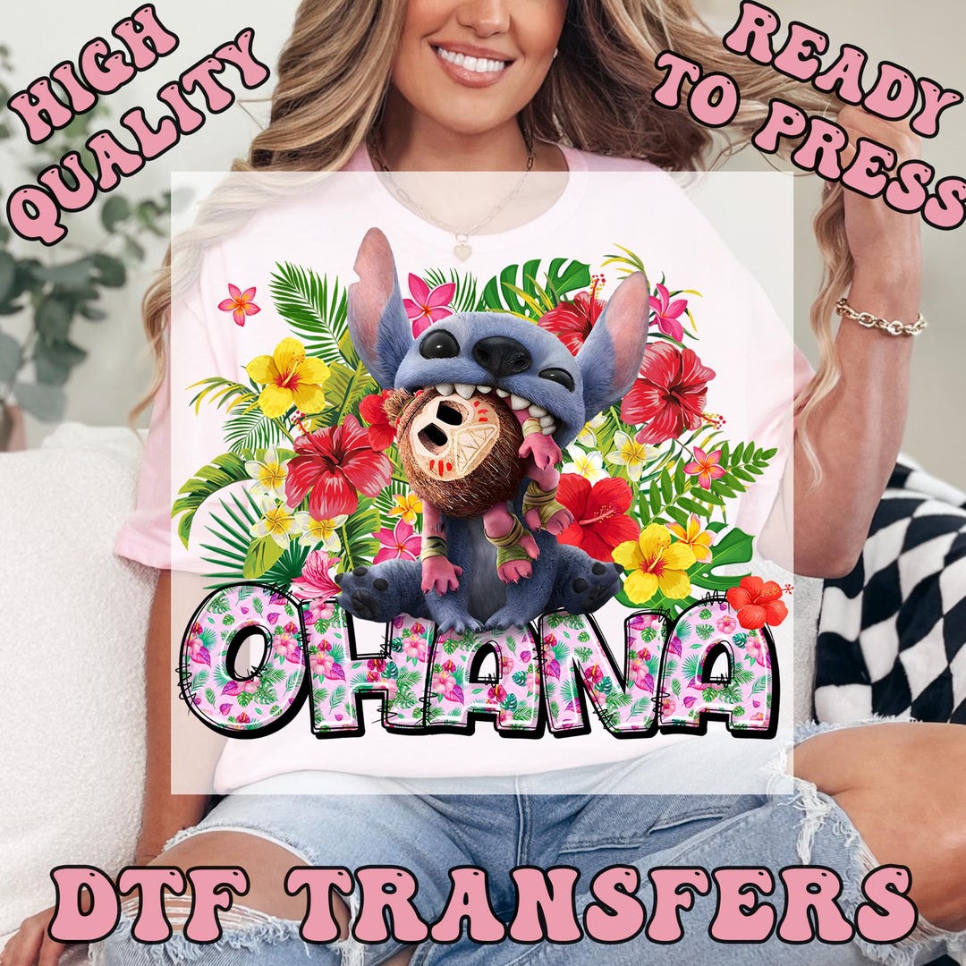 Disney Lilo and Stitch Ohana Summer Time Heat Press Transfer, Cute ...