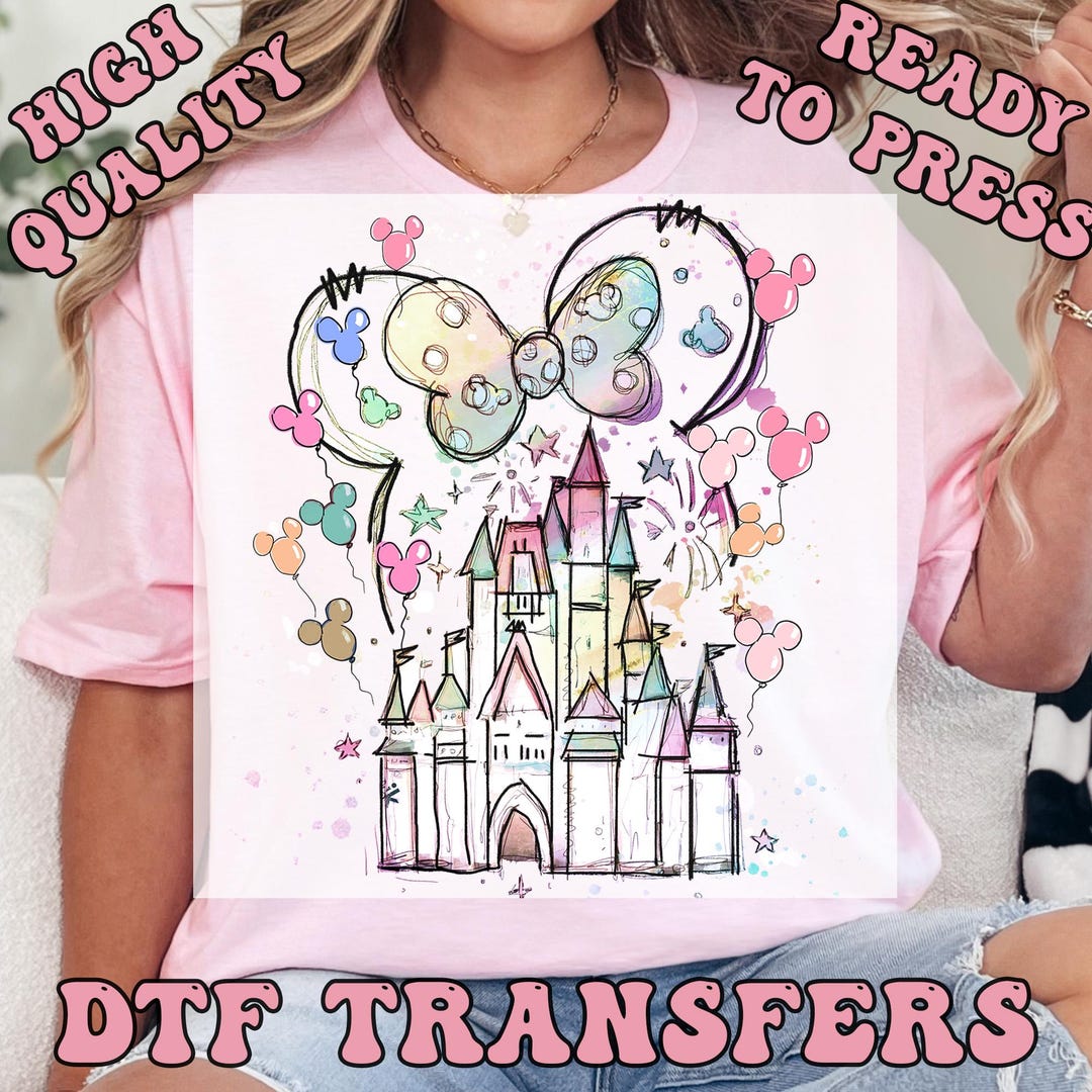 Disney Castle Minnie Ready to Press Transfer, Minnie Mouse DTF Heat ...