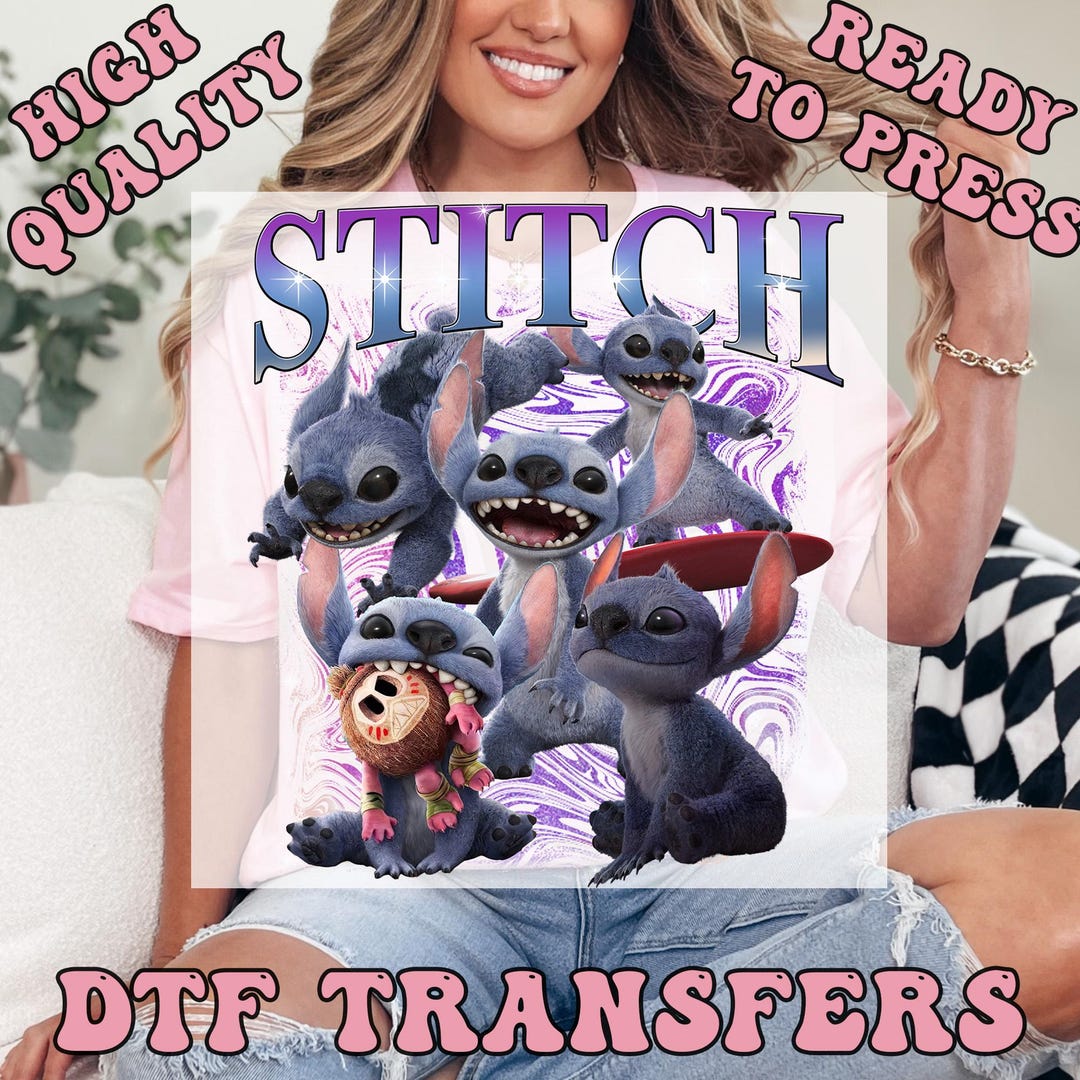 Stitch Heat Press Transfer, Lilo and Stitch Ready to Press DTF, Magic ...