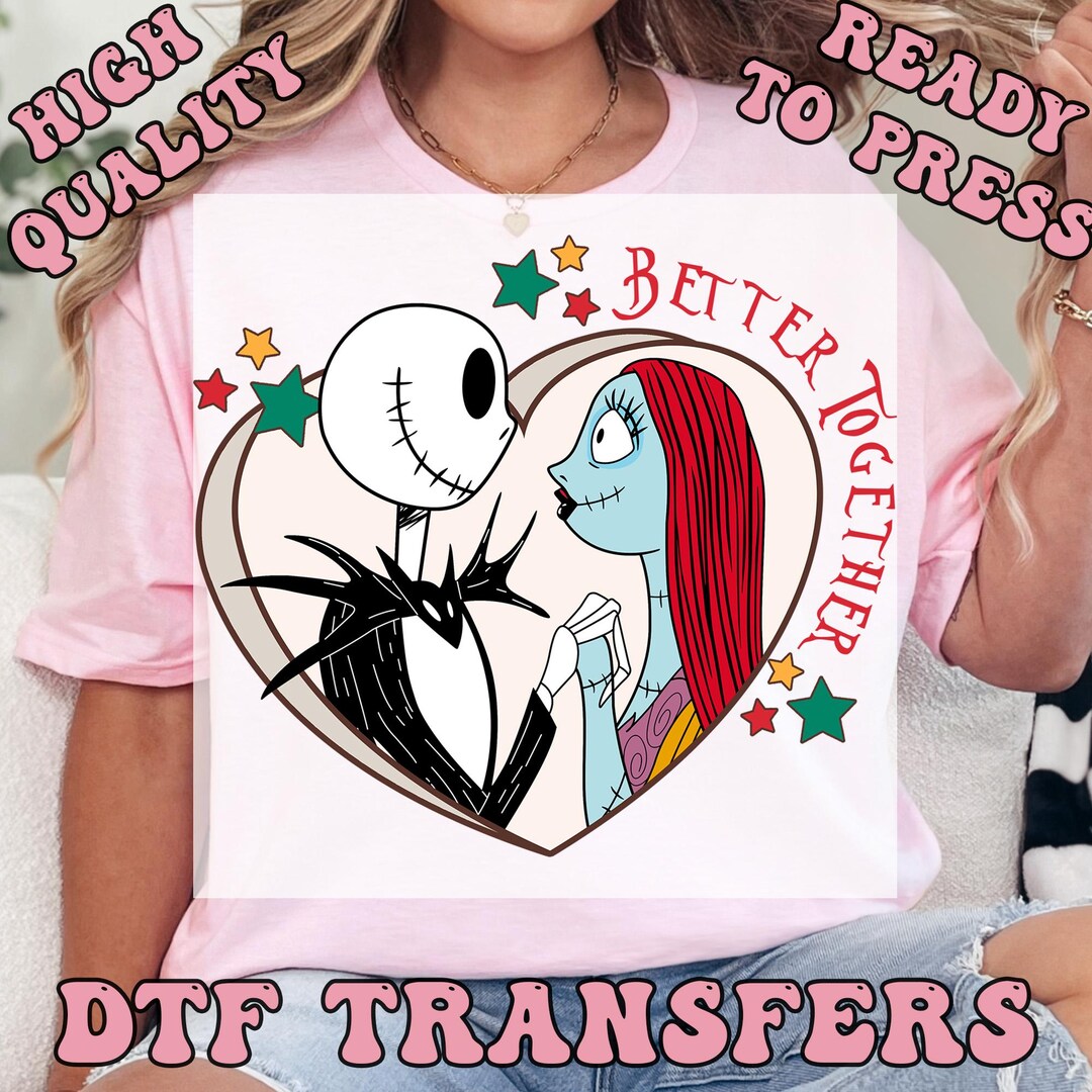Jack and Sally Valentines Day DTF Transfers, Disney Love Heat Press ...