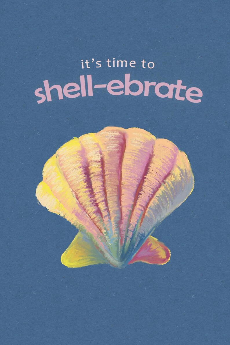 Sea Shell Greetings Card | Instant Download | Postcard | Hand Drawn Oil ...