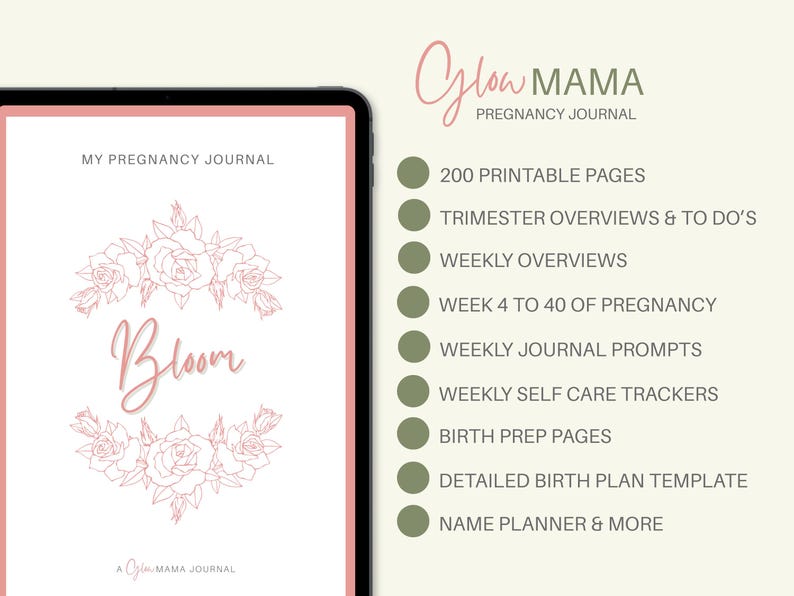 Digital Pregnancy Journal | Printable Pregnancy Planner for First-time ...