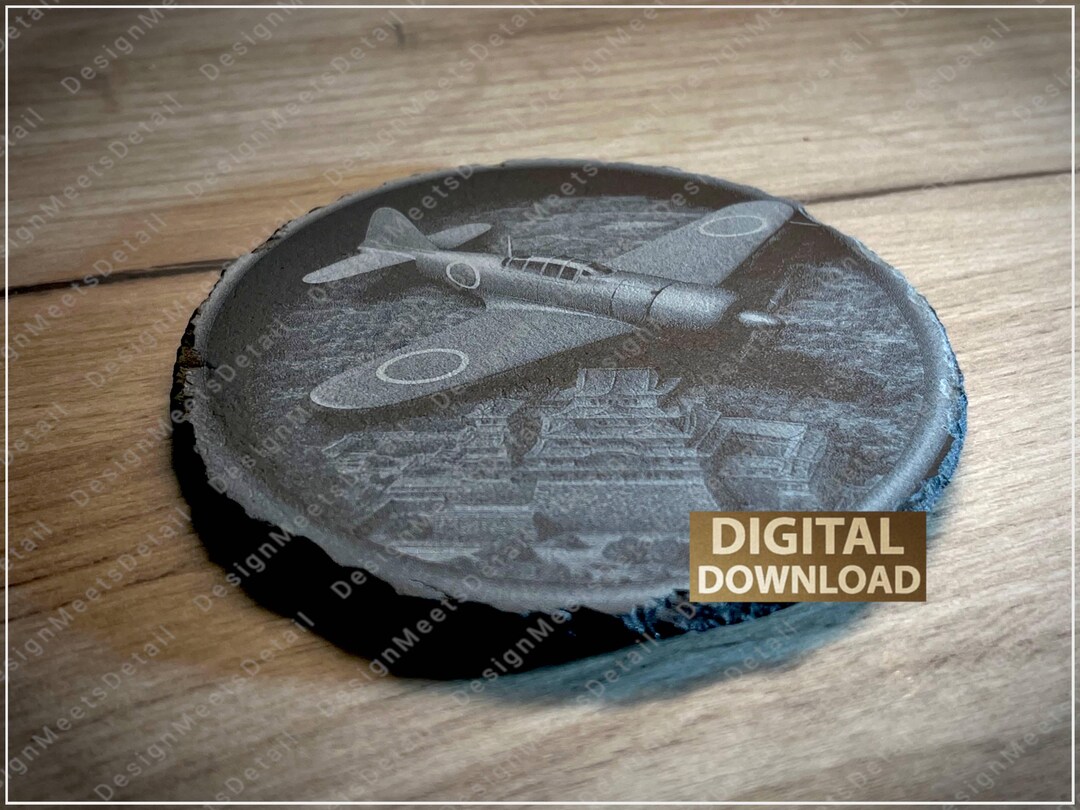 WW2 Aircraft 3D Illusion PNG – Mitsubishi A6M Zero, Slate Engraving ...