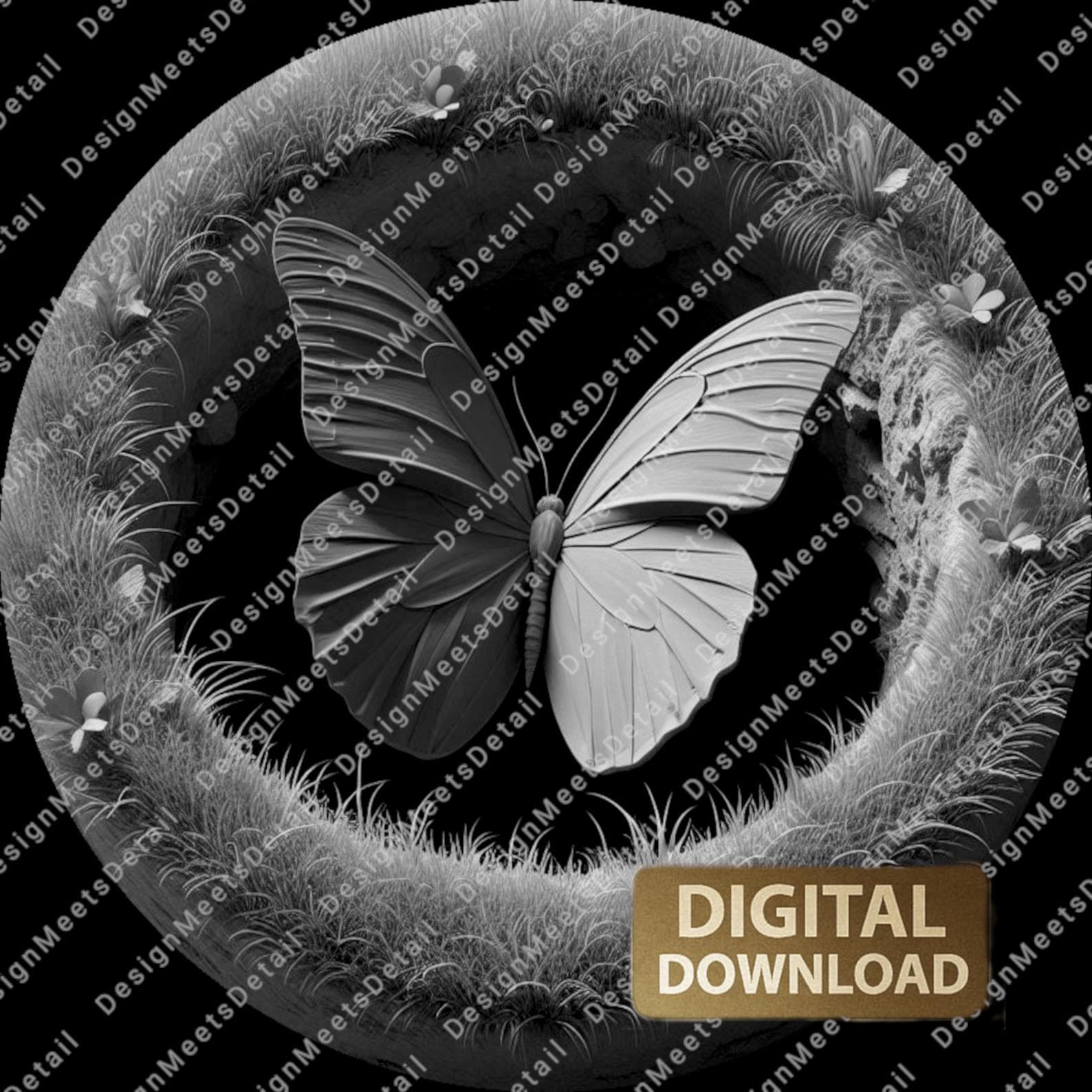 3D Butterfly Illusion PNG for Laser Engraving | Nature Art for Slate ...