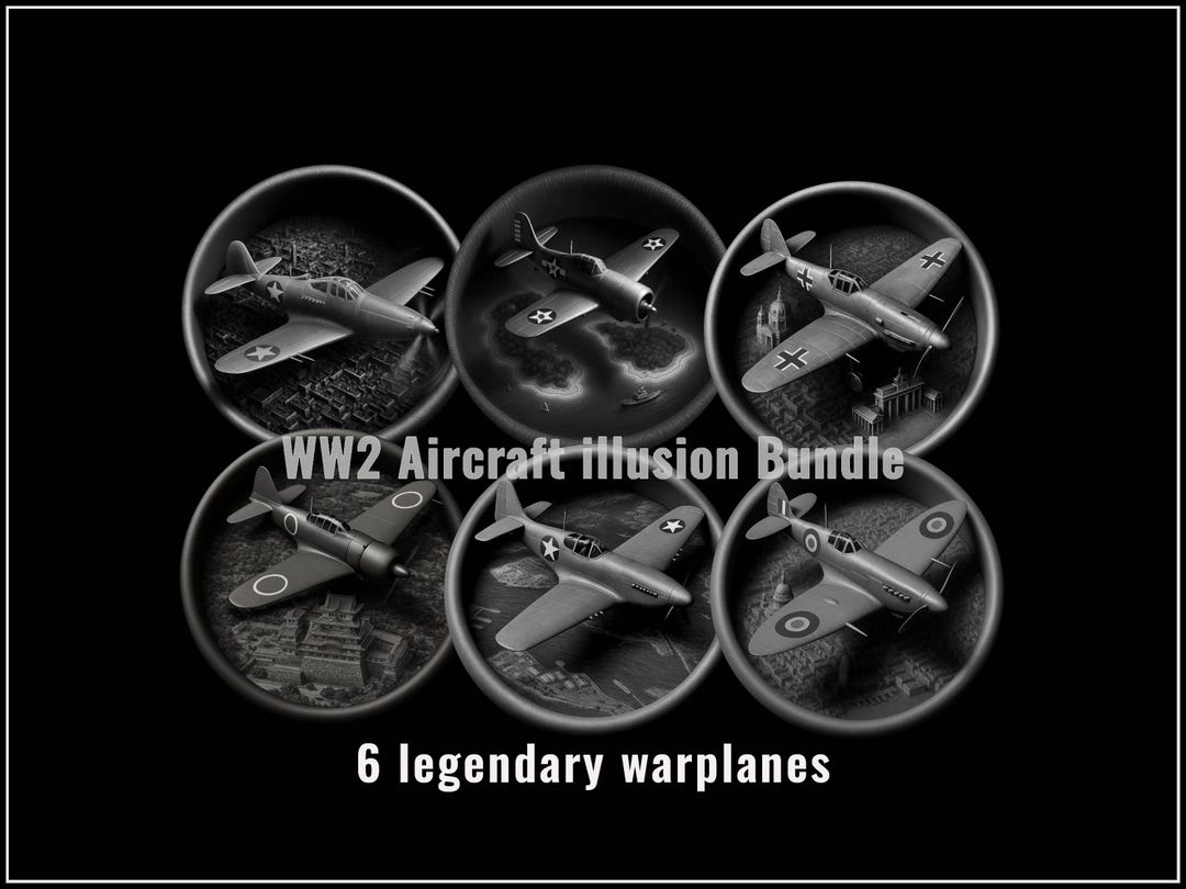 WW2 Aircraft 3D Illusion Bundle – 6 Legendary Warplanes – Digital ...