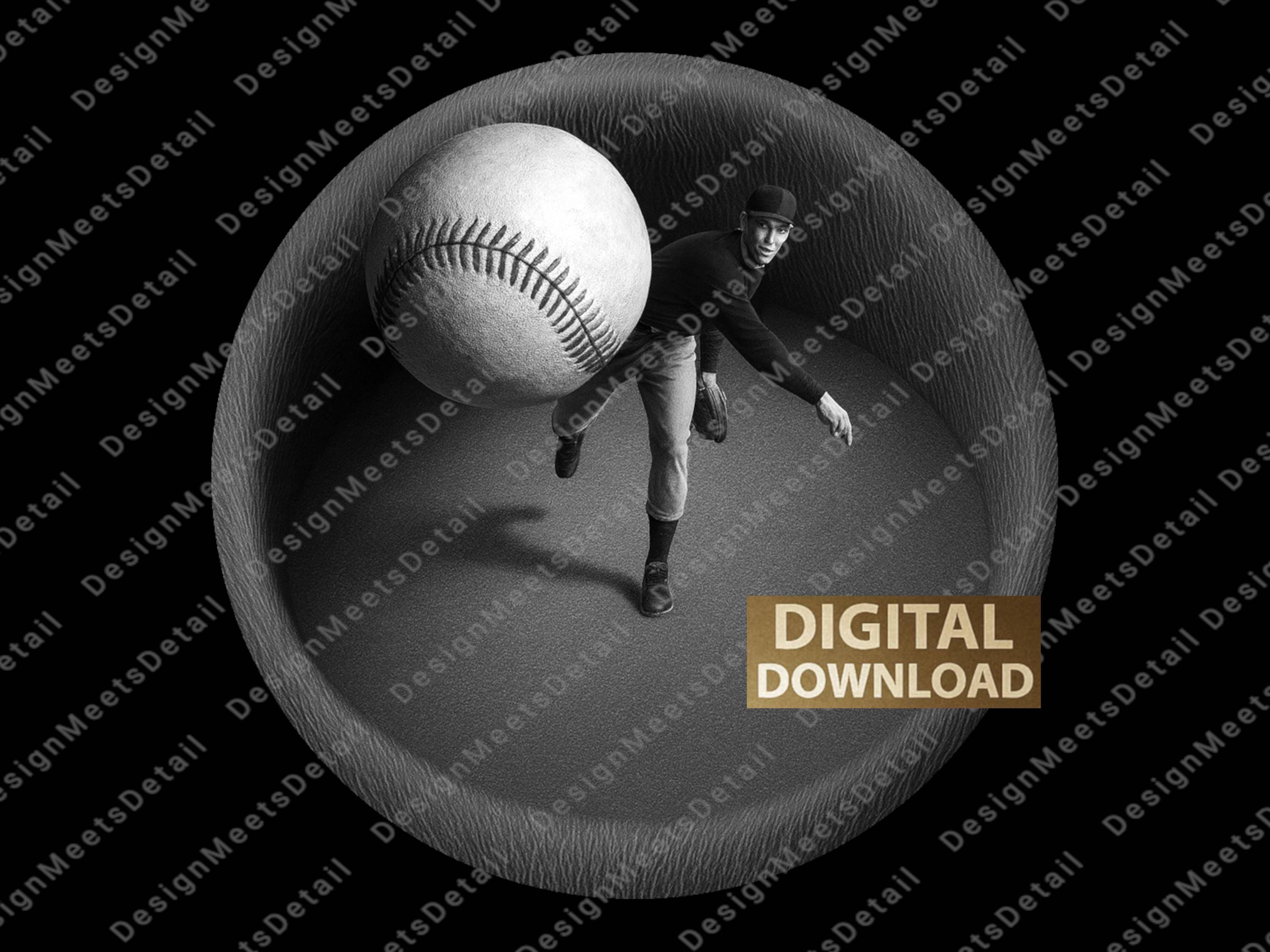 Baseball Pitcher Slate Coaster Design: 3D Illusion PNG (digital ...