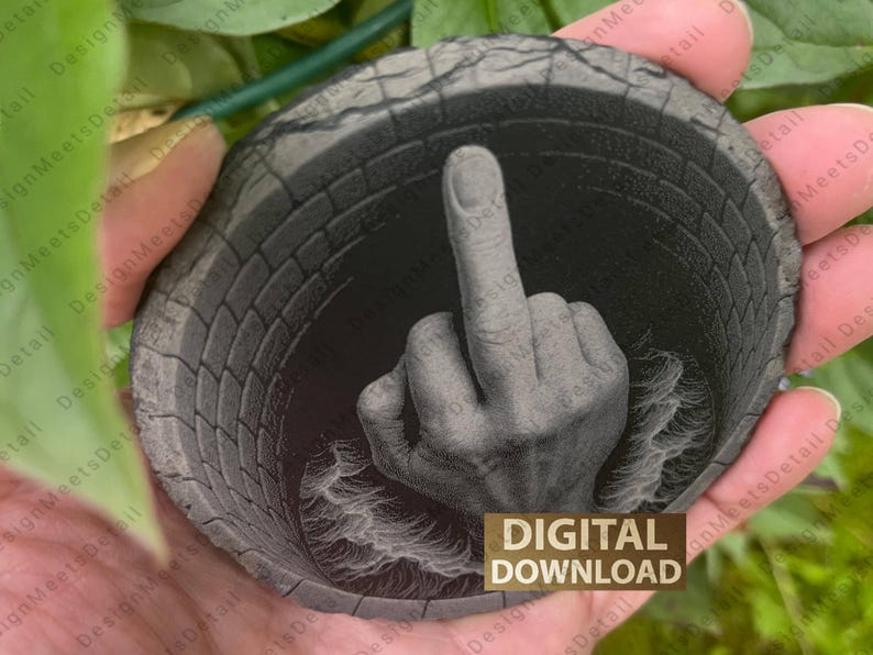 3D Illusion Middle Finger in the Well Laser Engraving Design for Slates ...