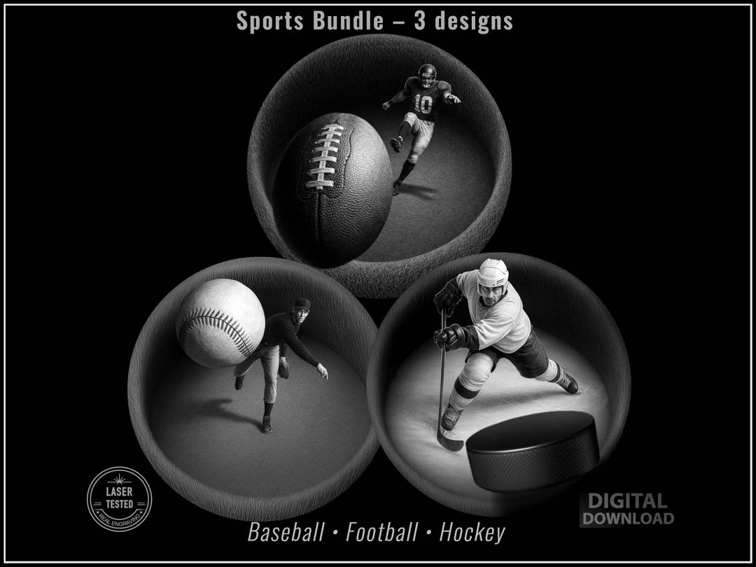 Sports 3D Illusion PNG Bundle (3 Designs) | Baseball Pitcher Football ...