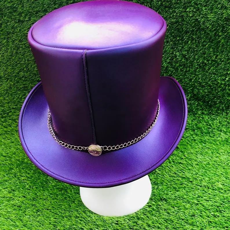 Purple Leather Steampunk Top Hat With Chain Band: Gothic Festival ...
