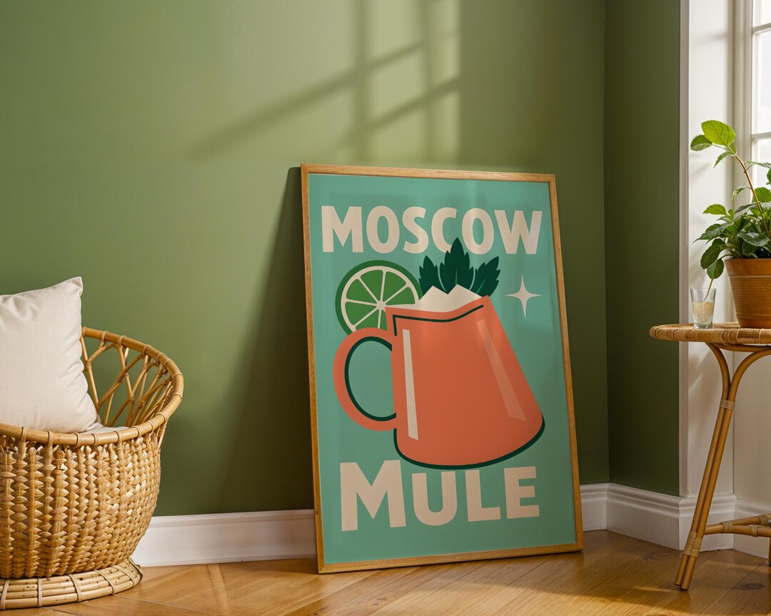 Moscow Mule Cocktail Poster | Classic Drink Wall Art | Bar Cart Decor ...