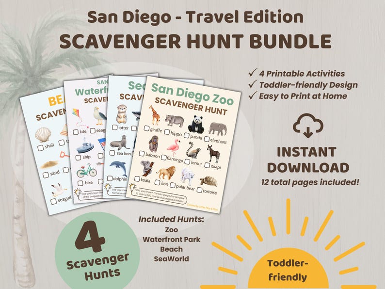 San Diego Scavenger Hunt Bundle - 4 Printable Hunts for Kids & Families ...
