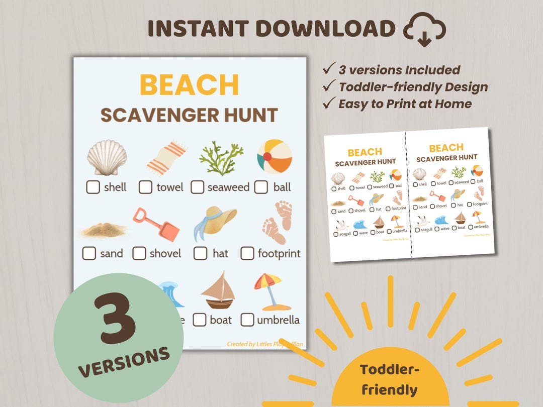 Beach Scavenger Hunt Printable - Ocean Activity for Toddlers ...