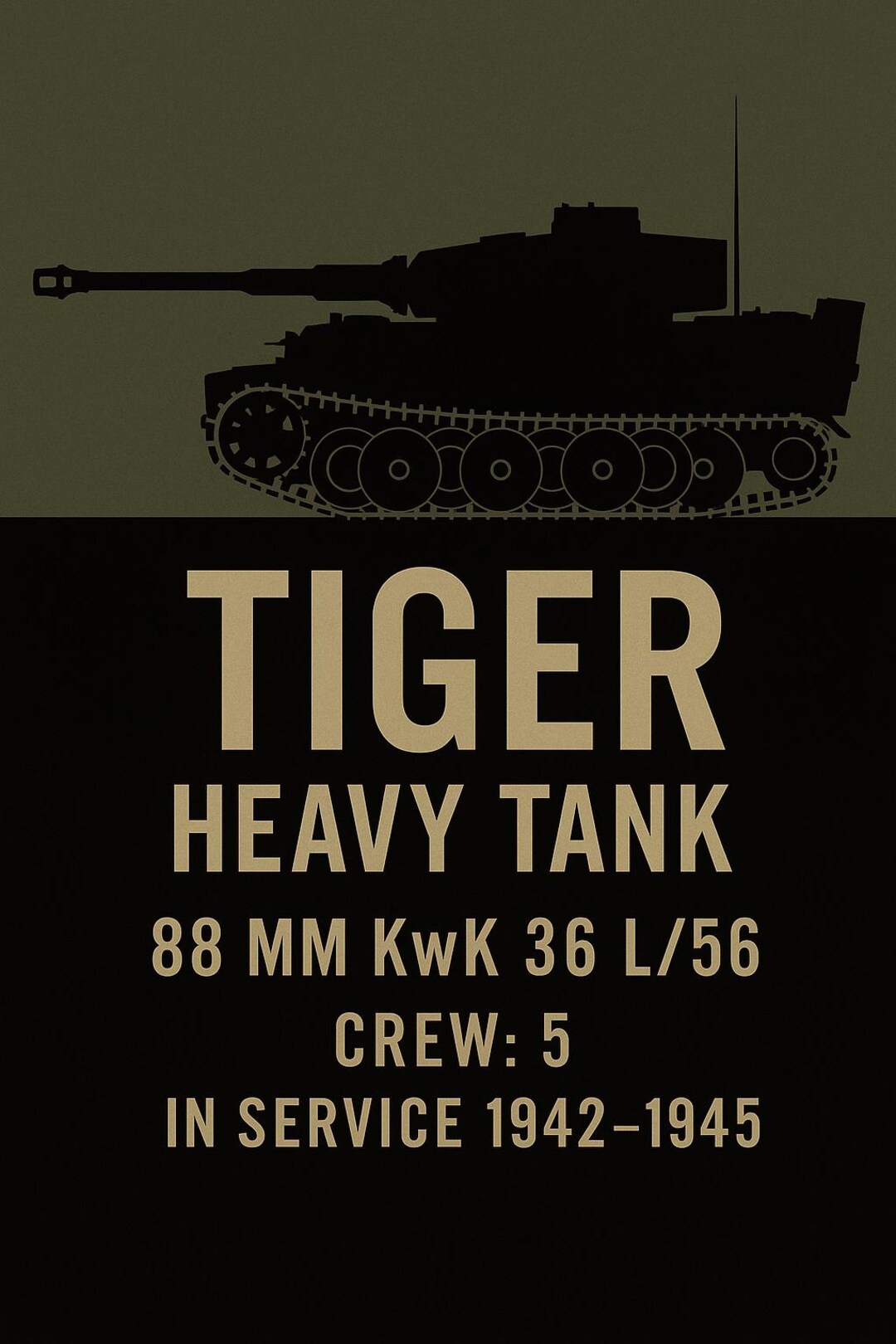Minimalist Tiger Tank Poster | WW2 German Tank PNG | Digital Military ...