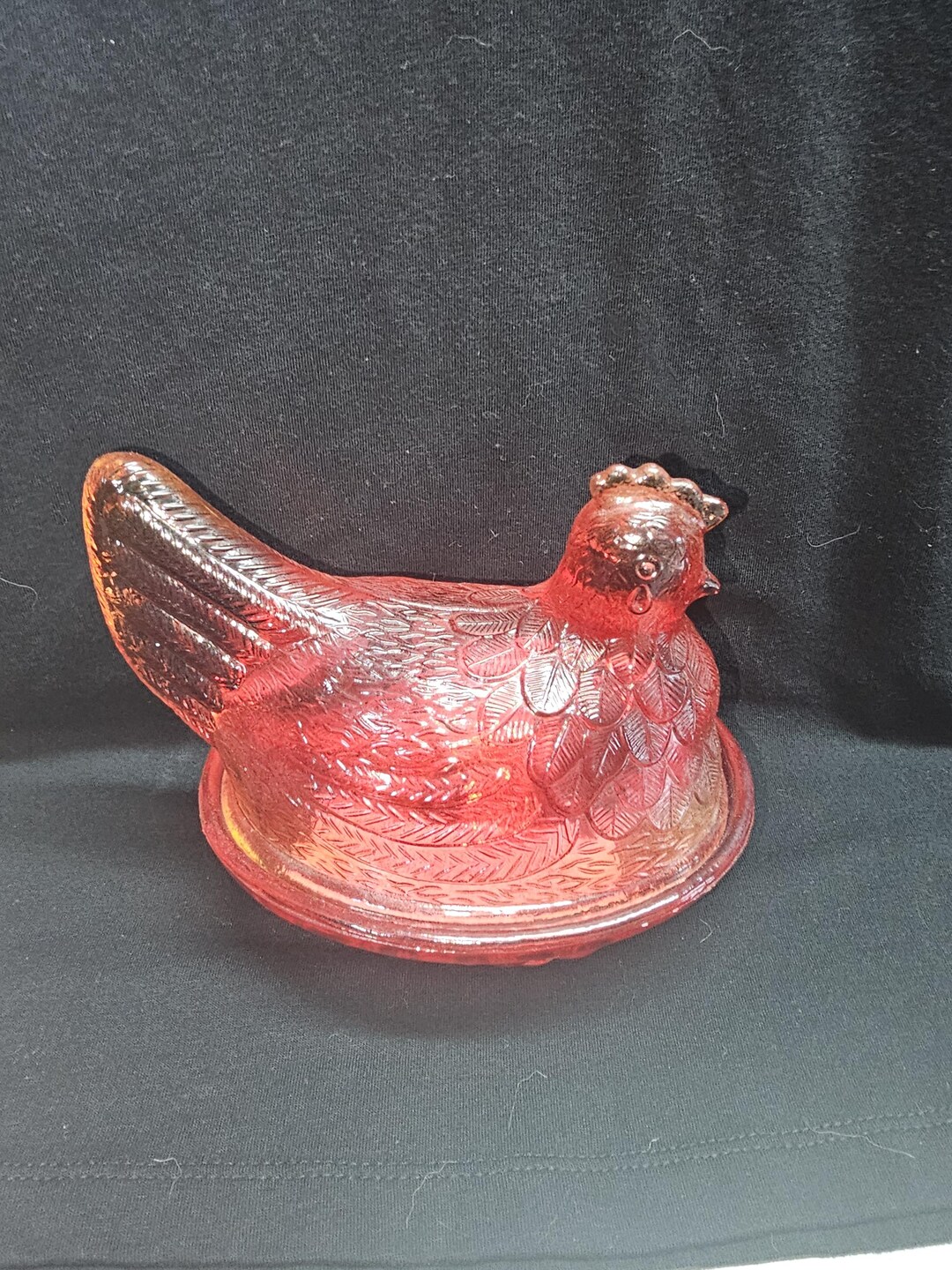 Vintage Red Glass Nesting Hen Candy Dish - Etsy