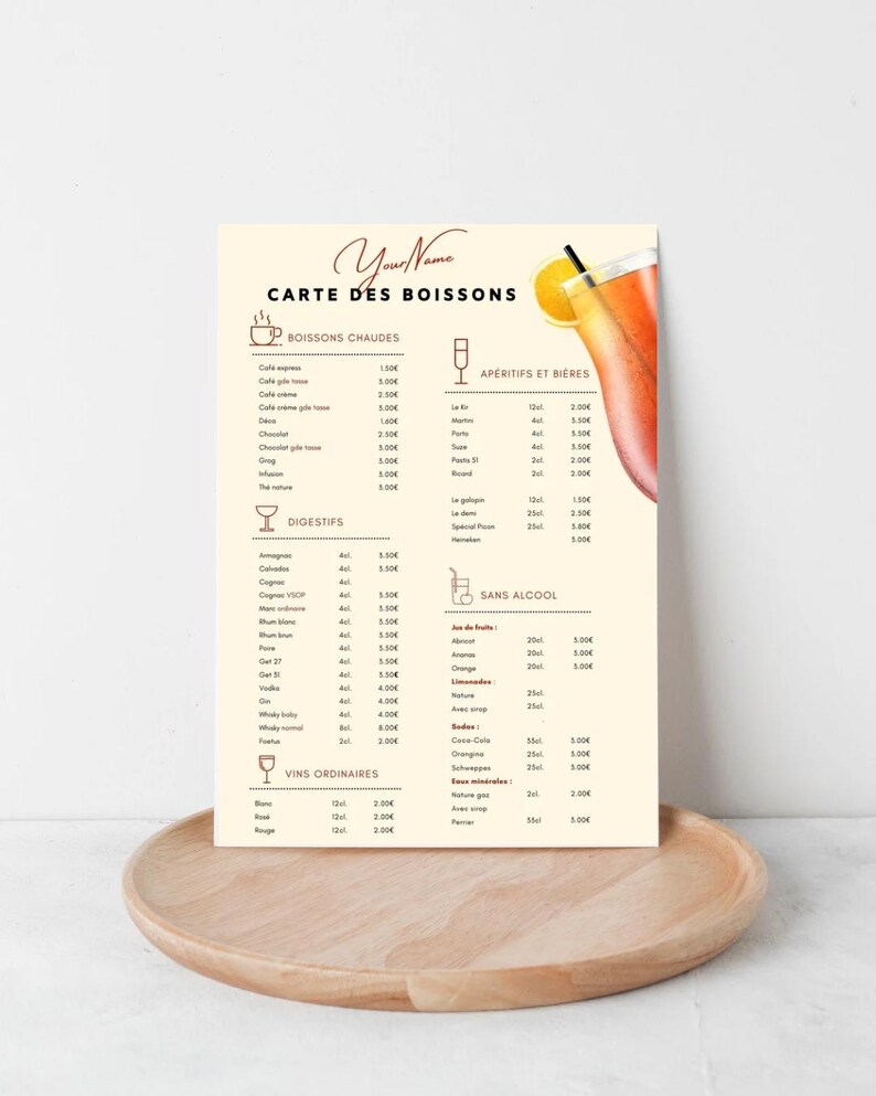4 Editable Drink Menu Template Bundle | Canva Menu | Café, Bar ...