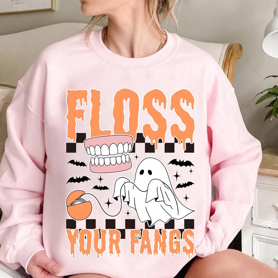 Funny Halloween Dentist PNG: Floss Your Fangs Vampire Clipart (digital ...