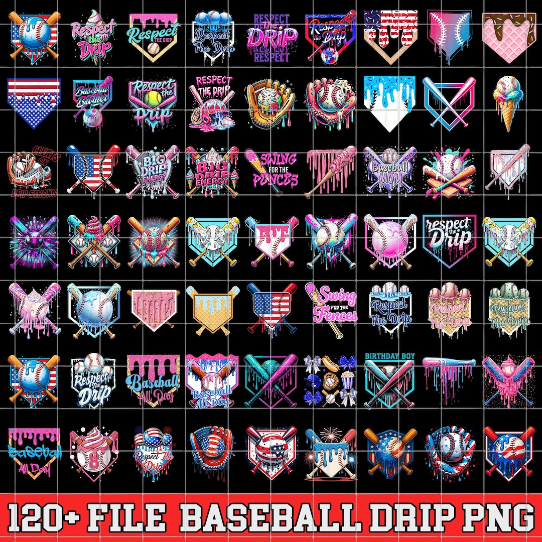 120+ Design Baseball Ice Cream Drip PNG Bundle, Waffle Home Plate Png ...