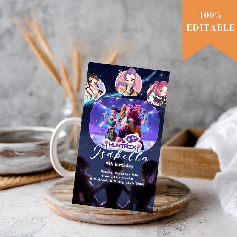 KPOP Demon Hunters Invitation, KPOP Demon Hunters Birthday Invitation ...