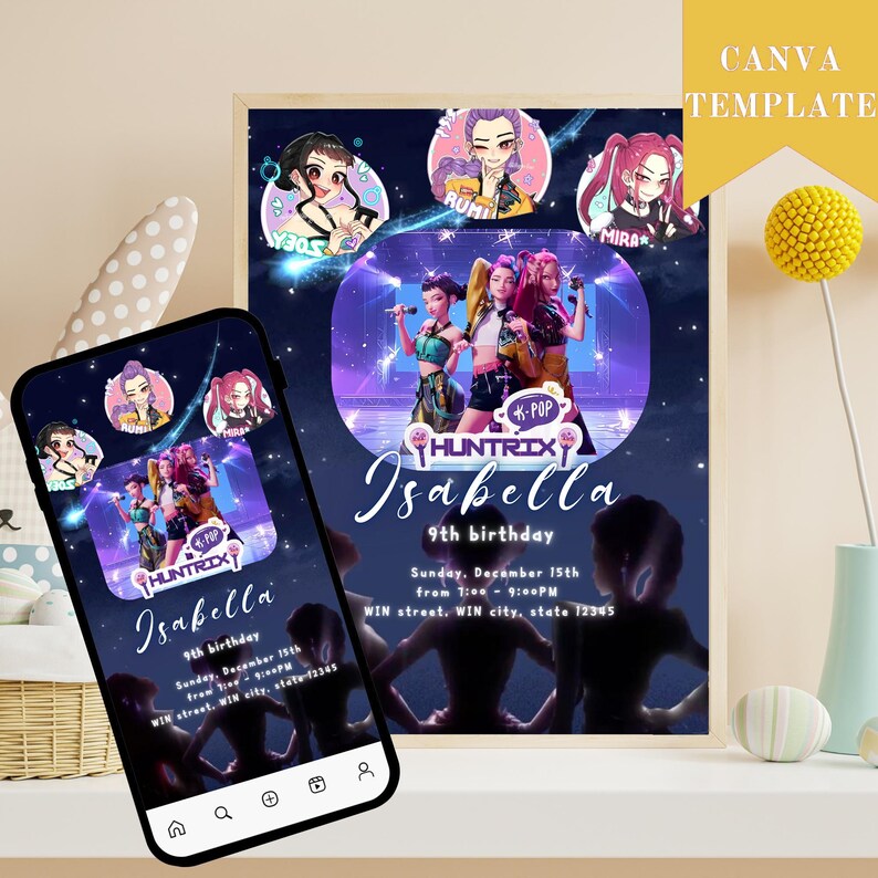 KPOP Demon Hunters Invitation, KPOP Demon Hunters Birthday Invitation ...