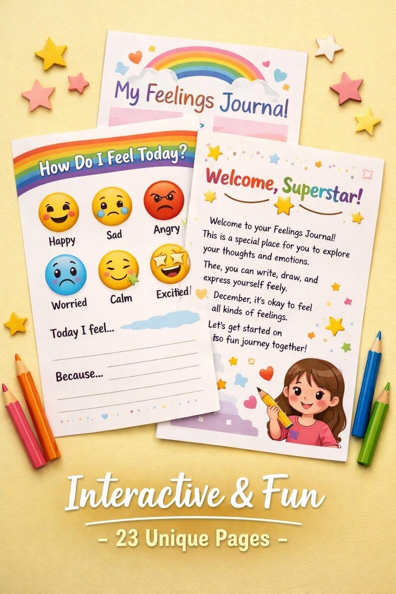 Kids Feelings Journal Printable PDF | Emotional Regulation Workbook ...