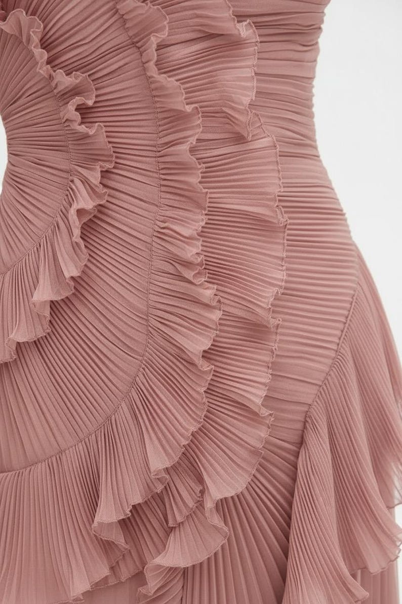 Handmade Pleated Ruffle Maxi Dress: Elegant Evening Gown - Etsy