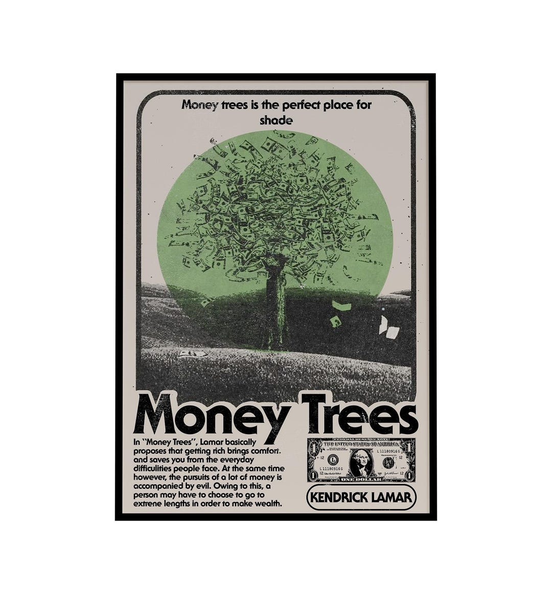 Kendrick Lamar Money Trees Poster – Digital Wall Art Download, Retro ...