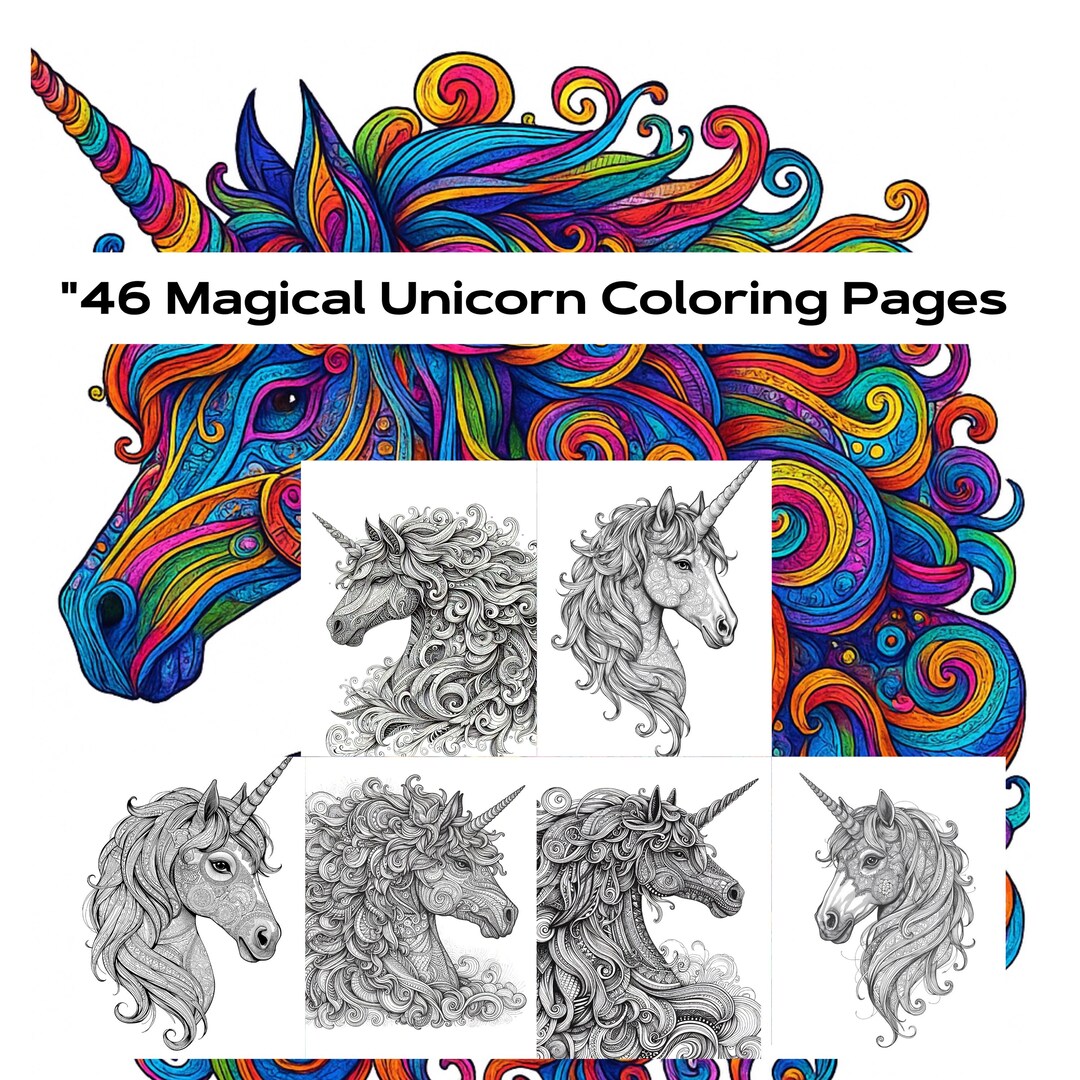 46 Magical Unicorn Coloring Pages - Fantasy Printable Coloring Book for ...