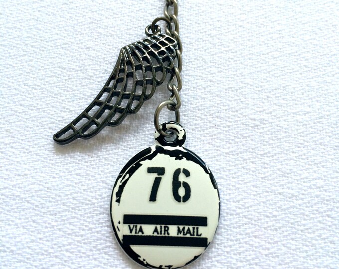 Air Mail Number 76 Keychain Industrial Keychain Angel Wing - Etsy