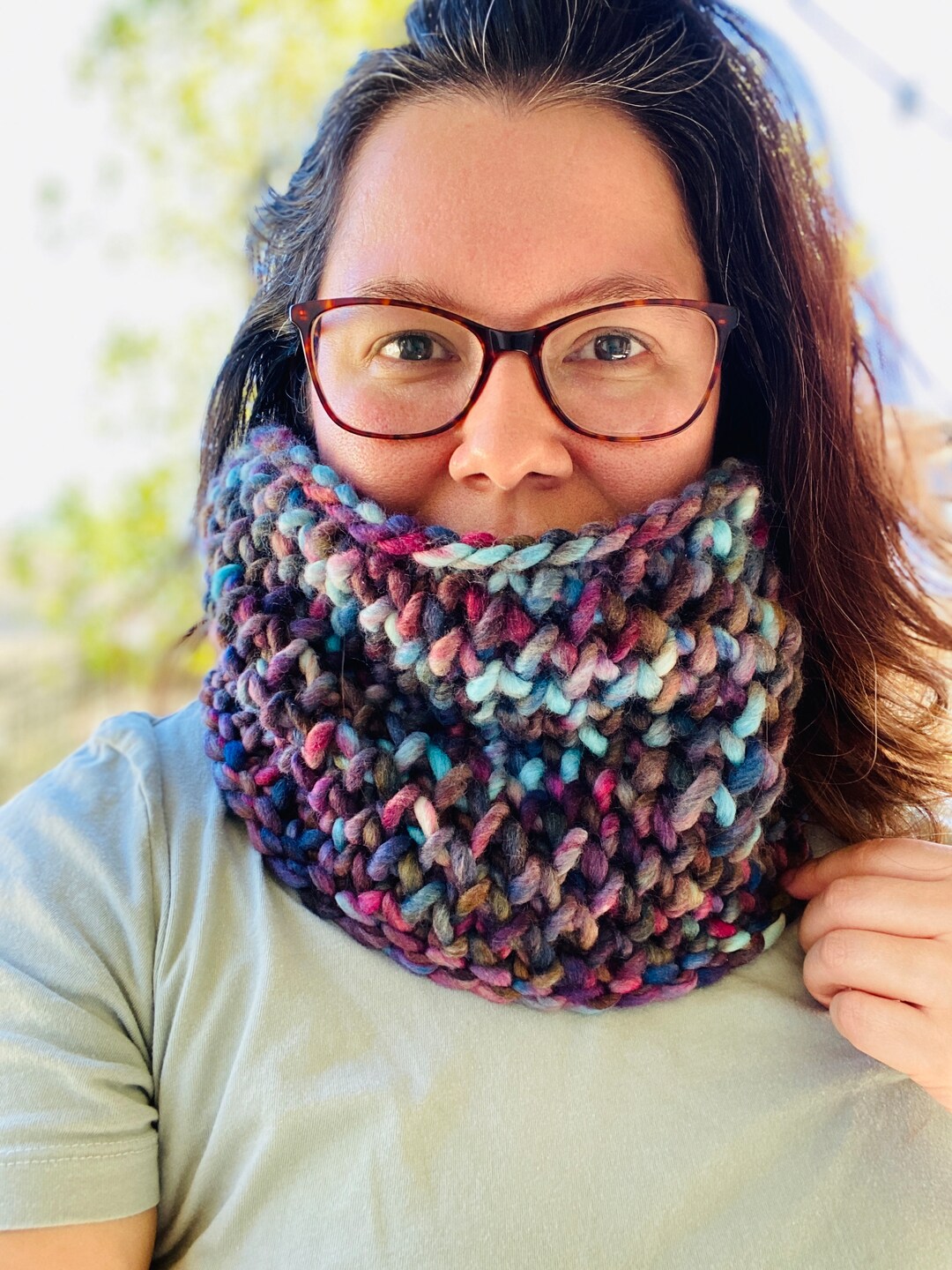 Knitting Pattern Knit Below Cowl Super Bulky Yarn - Etsy