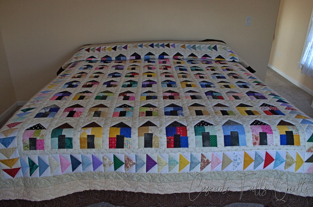 The 4 Patch Houses Quilt - Etsy