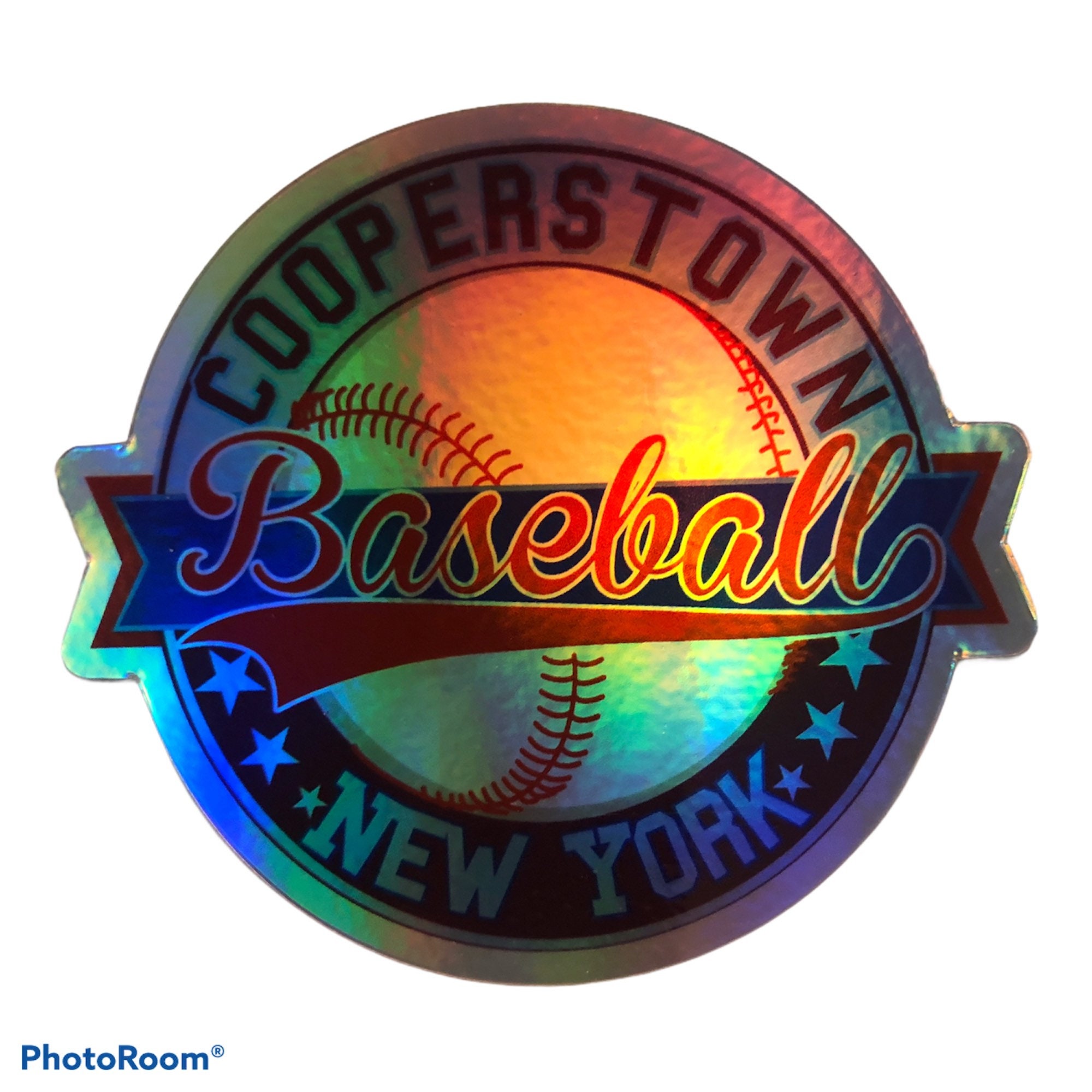 Holographic Cooperstown Baseball Sticker Baseball mom gift | Etsy