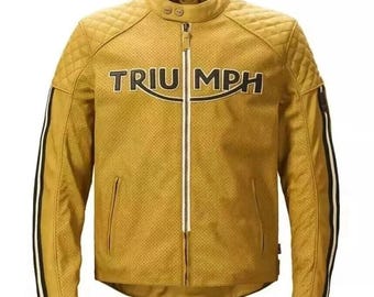 Triumph Motorcycle Racing Leather Jacket: Cowhide Biker Jacket With CE ...
