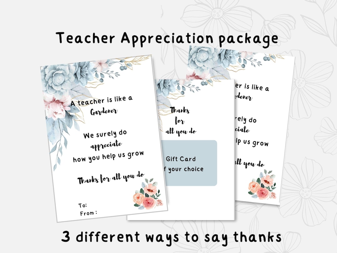 Printable Teacher Appreciation Package, End of Year Thank You Card and ...