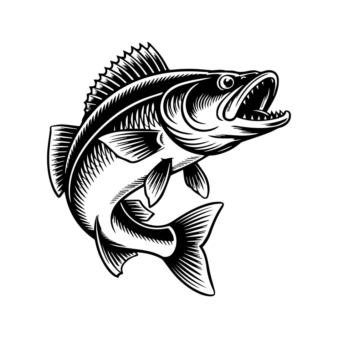 Walleye Fish SVG: Fishing Vector Clipart, Laser Cut File (digital ...