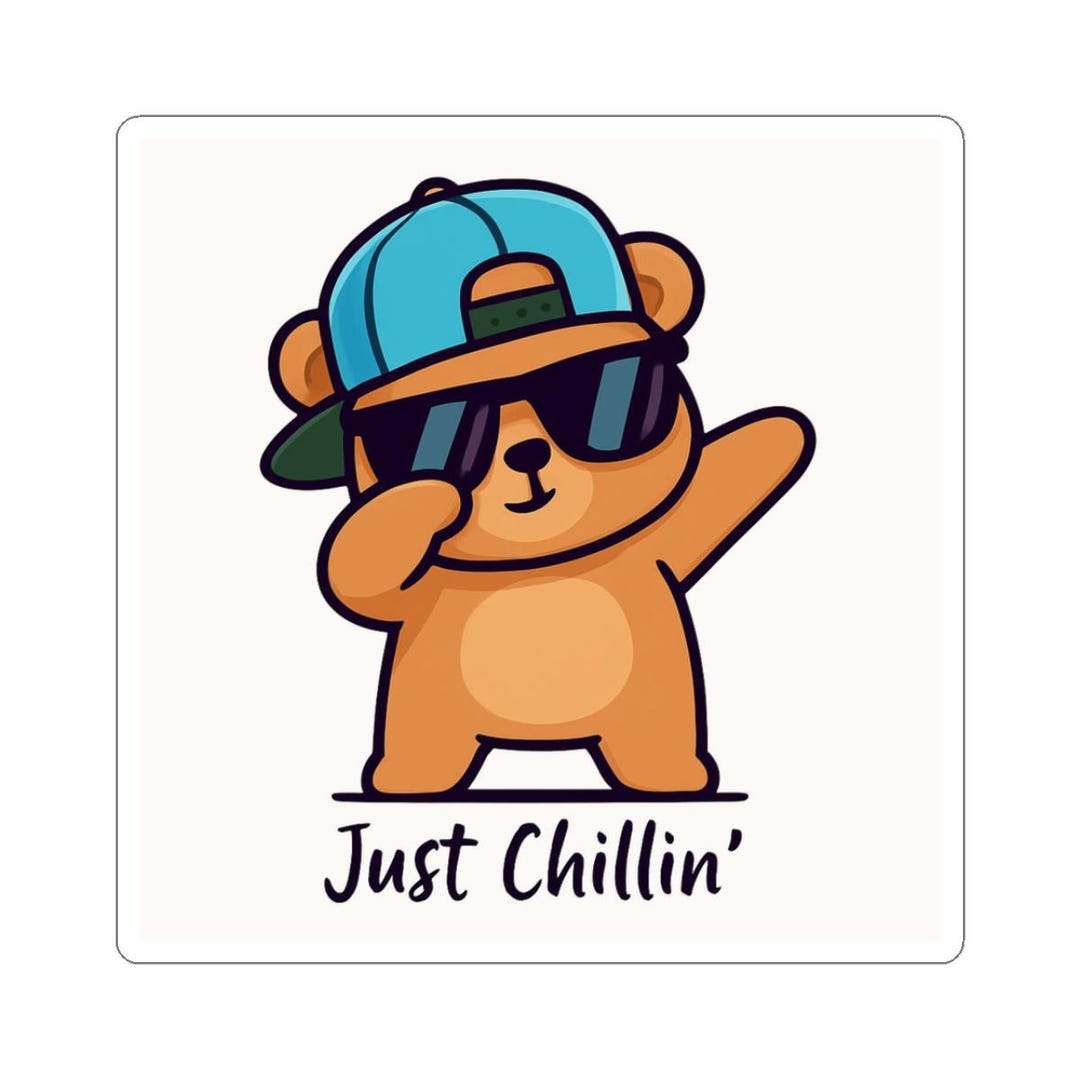 Just Chillin' Bear Sticker | Kiss-cut Sticker - Etsy