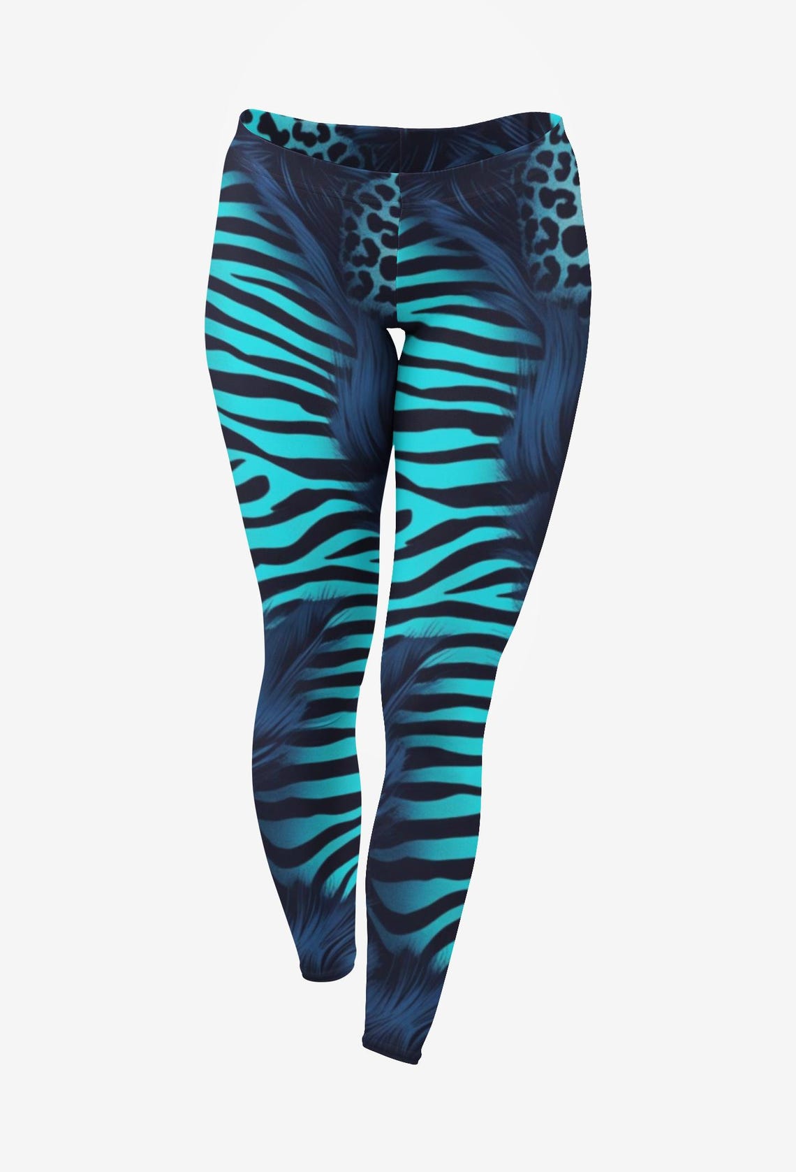 Blue Tiger Print Leggings: Women's Activewear Tights - Etsy
