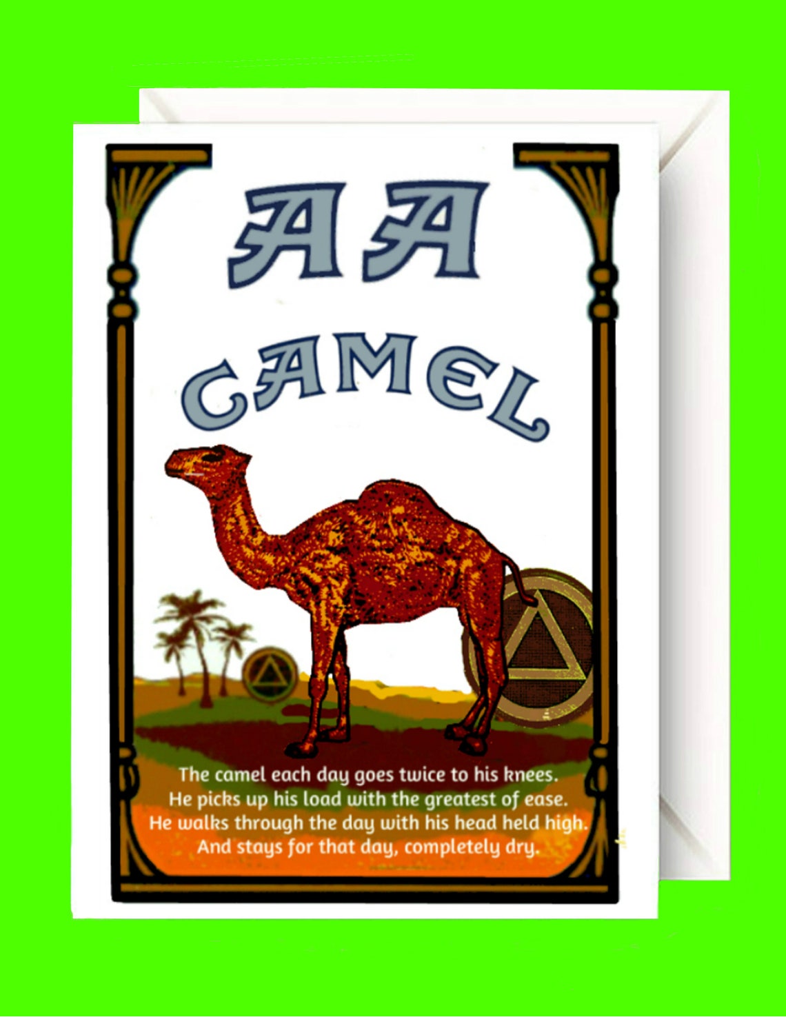 12 Step Recovery Card Life With Blank Inside and Envelope AA Camel 24 ...